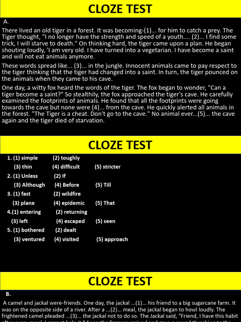 CLOZE TEST PDF 11th June | PDF