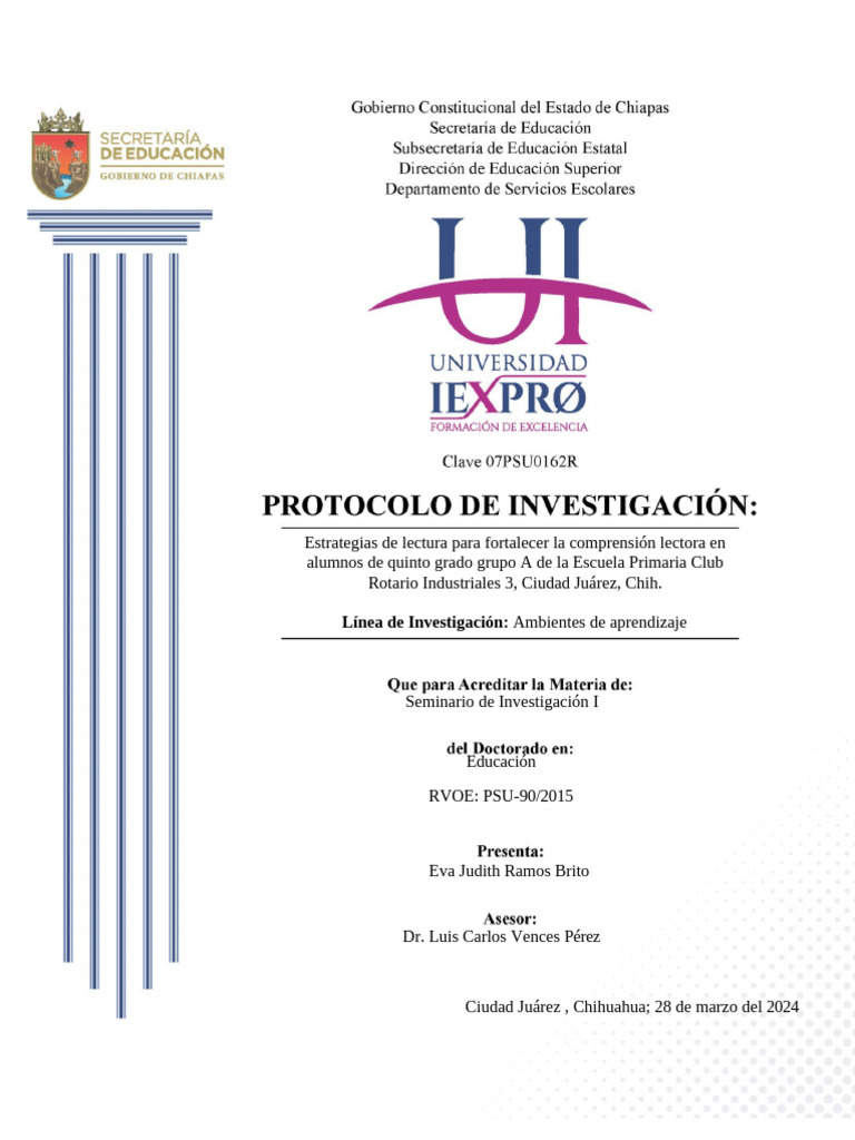 DE Esqueleto de Protocolo Profra - Eva Judith Ramos Brito 1 | PDF | Comprensión lectora ...