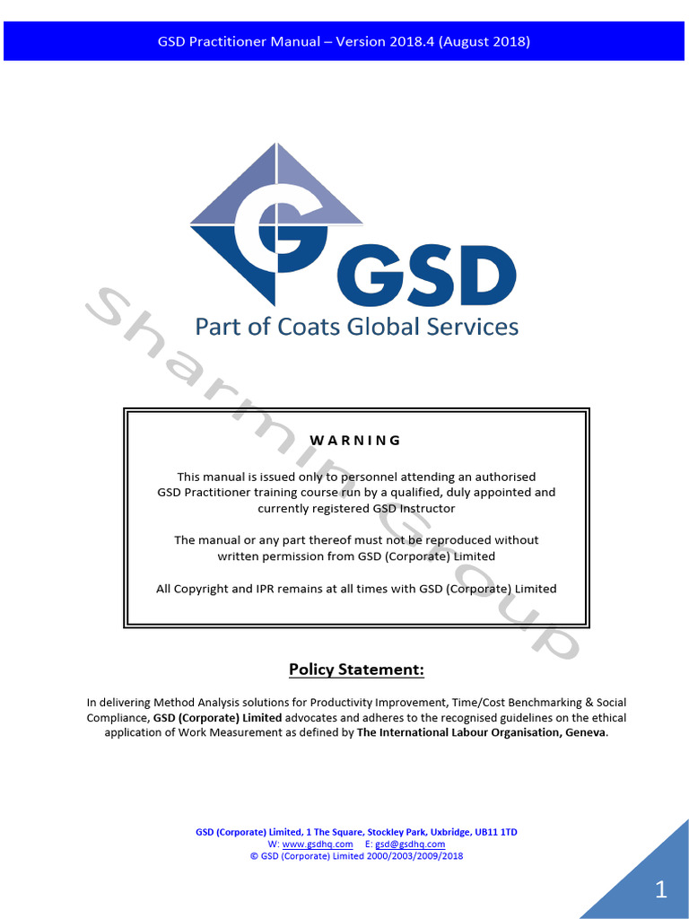 GSD Practitioner Manual 2018: Work Measurement | PDF