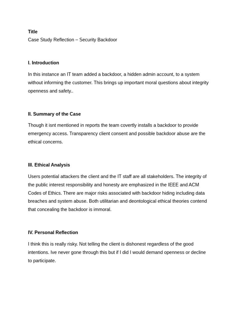 Case Study 4 - Security Backdoor | PDF