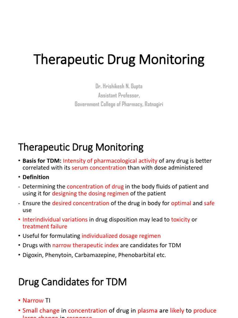 Therapeutic Drug Monitoring-1 | PDF | Pharmacokinetics | Dose ...