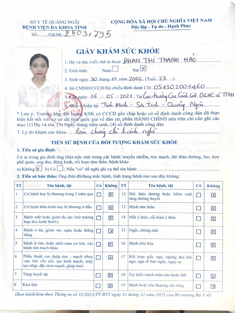 Giay Kham Suc Khoe | PDF