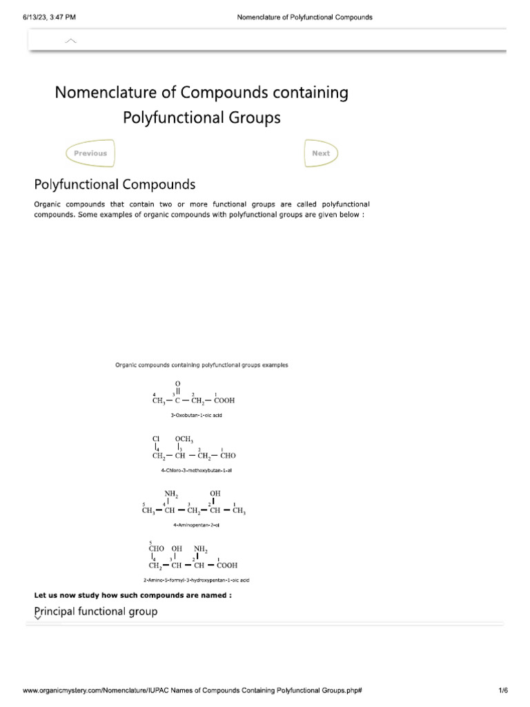 Polyfunctional Compounds 1 | PDF