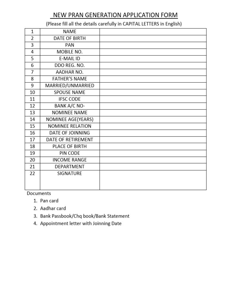 New Pran Generation Application Form | PDF