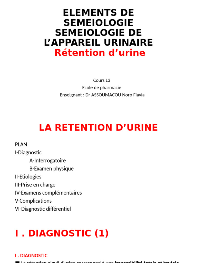 Rétention d'urine : diagnostic et prise en charge | PDF | Prostate ...