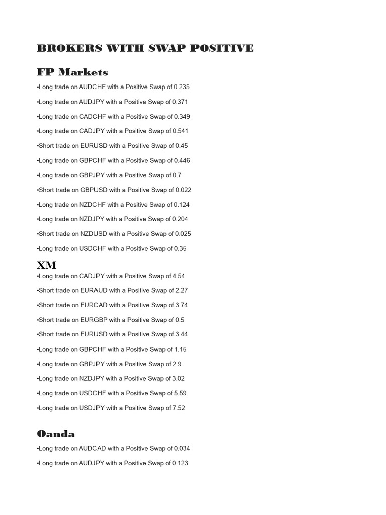 Broker With Swap Positive and No Swap | PDF