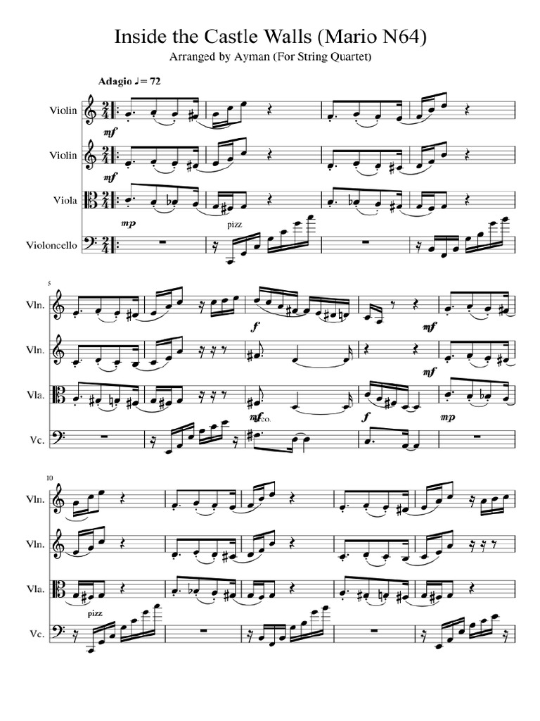 Inside The Castle Walls Mario 64 String Quartet | PDF