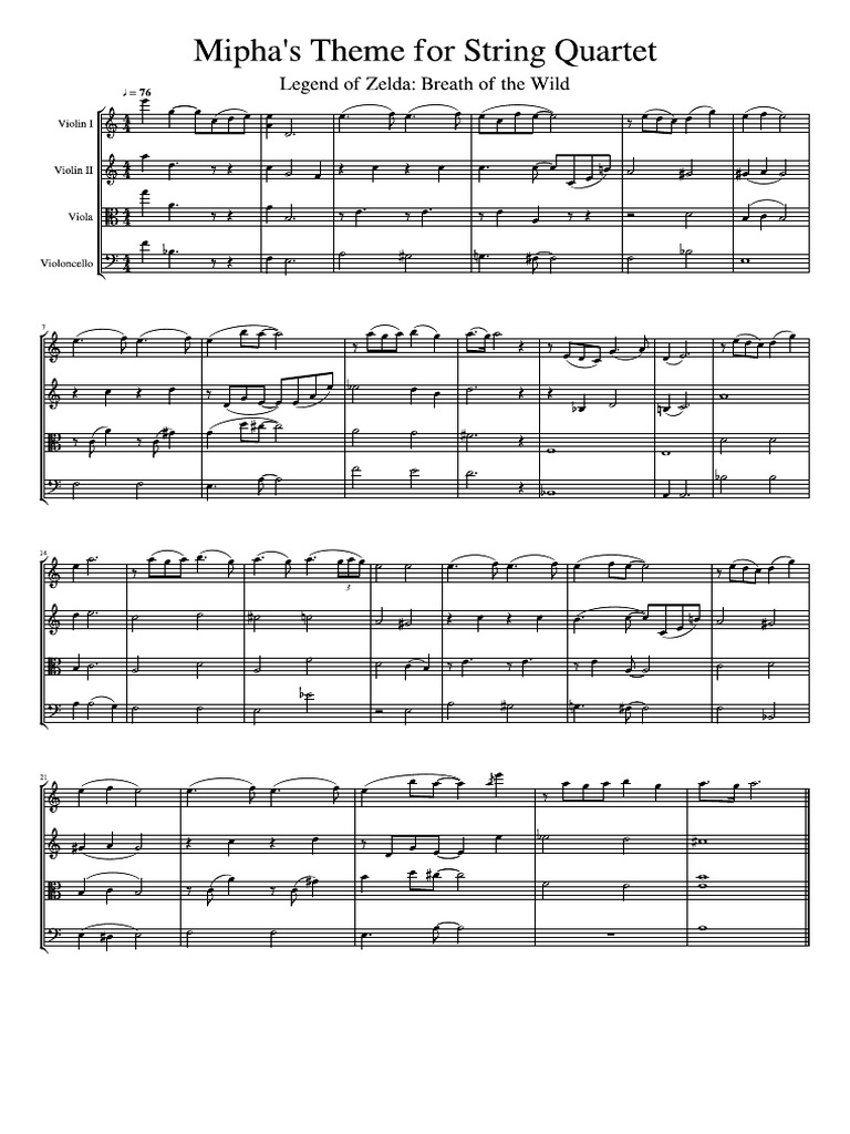 Mipha's Theme BOTW String Quartet | PDF