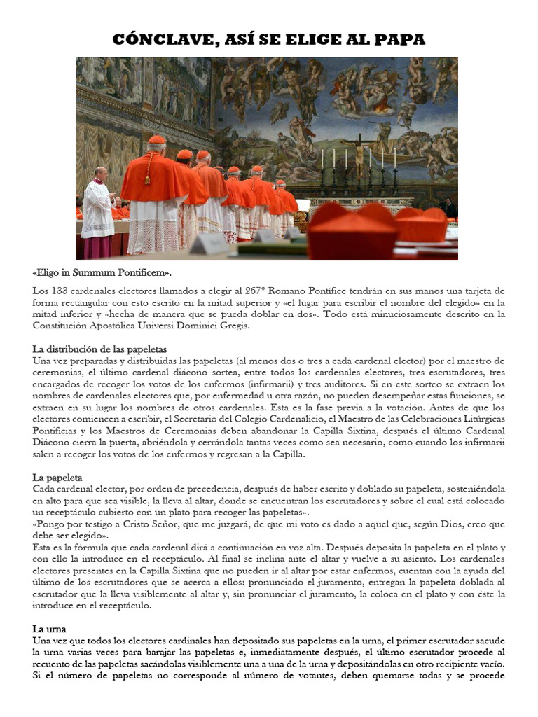CÓNCLAVE | PDF | Elecciones | Santa Sede