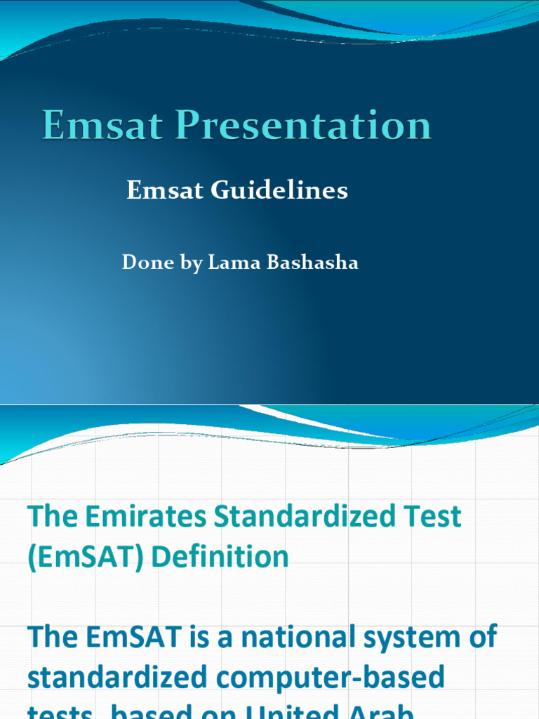 Emsat Guidelines: Done by Lama Bashasha | PDF | Standardized Tests