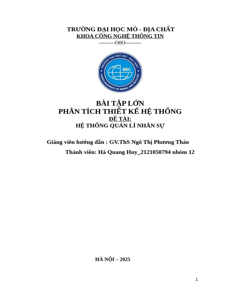 Hệ Thống Quản Lí Nhân Sự Tại Trường Học.dox | PDF