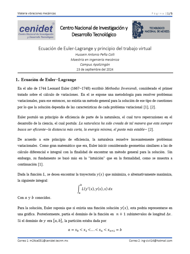 Ecuación de Euler Lagrange | PDF | Ecuación de Euler-Lagrange | Integral