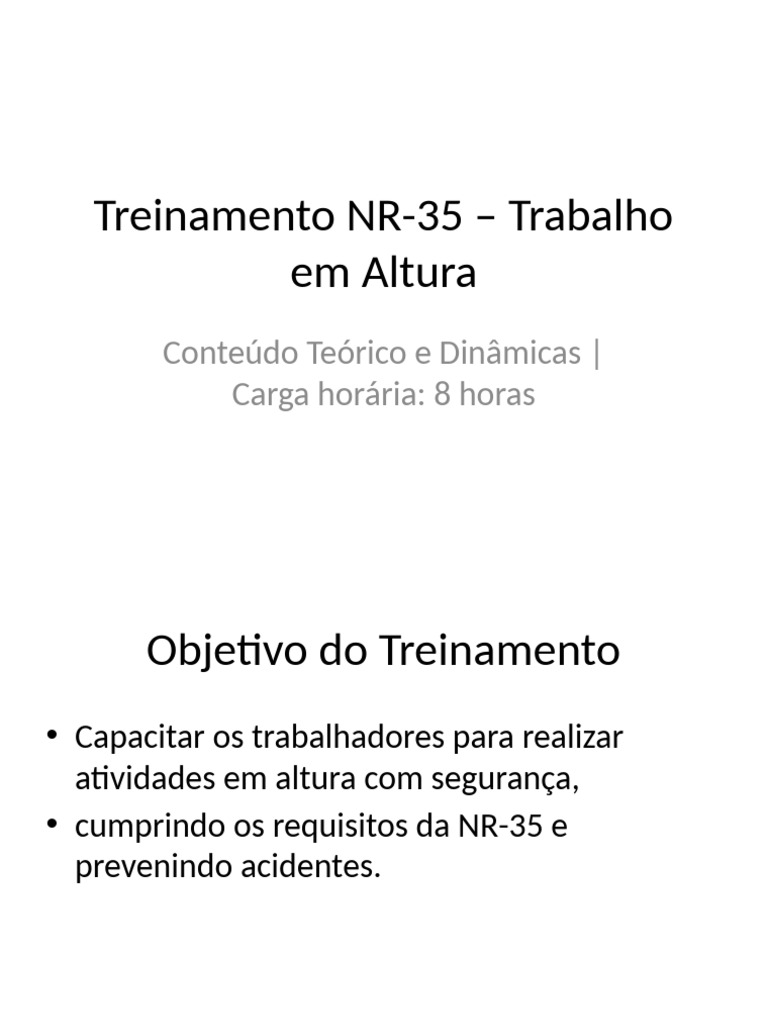 Treinamento NR35 Trabalho em Altura | PDF
