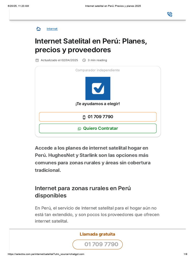 Internet Satelital en Perú: Precios 2025 | PDF | Televisión via ...