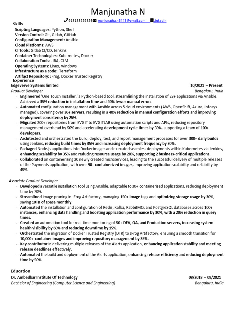 Manjunatha N 01071997 Latest | PDF | Software Repository | Computer ...