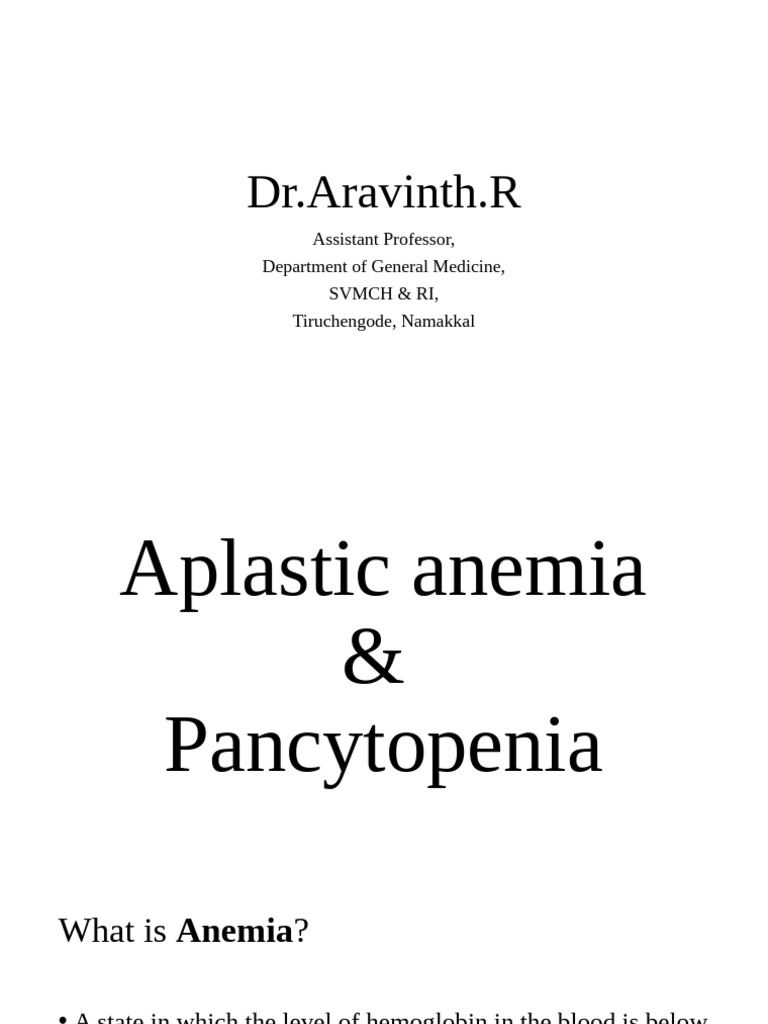 Aplastic Anemia Modified | PDF | Anemia | Hematopoietic Stem Cell ...