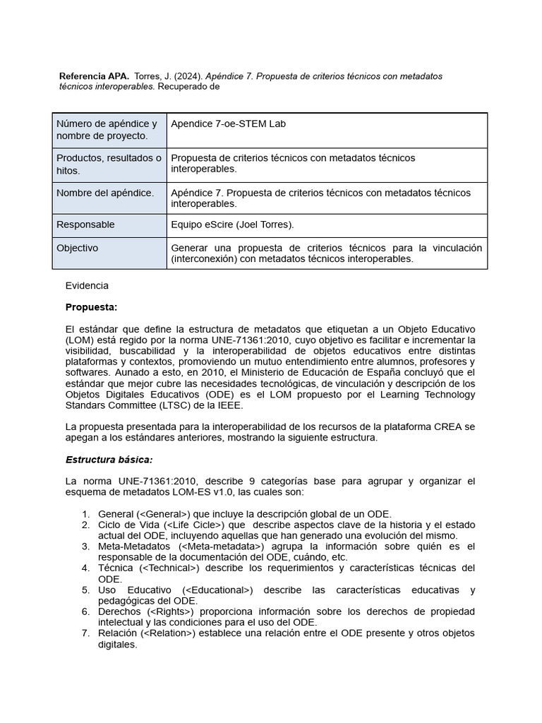 Apéndice 7. Propuesta de Criterios Técnicos Con Metadatos Técnicos Interoperables | PDF ...