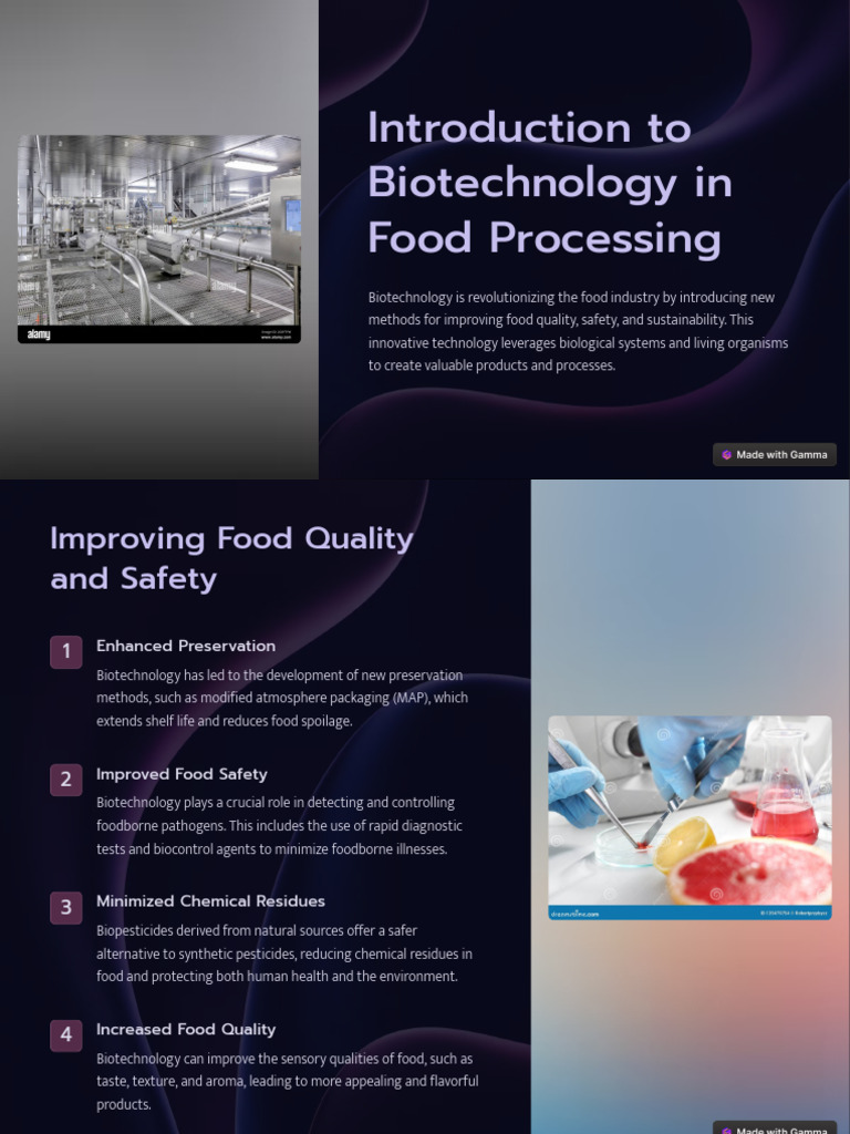Biotech PPT (Food Processing) | PDF | Biotechnology | Foods