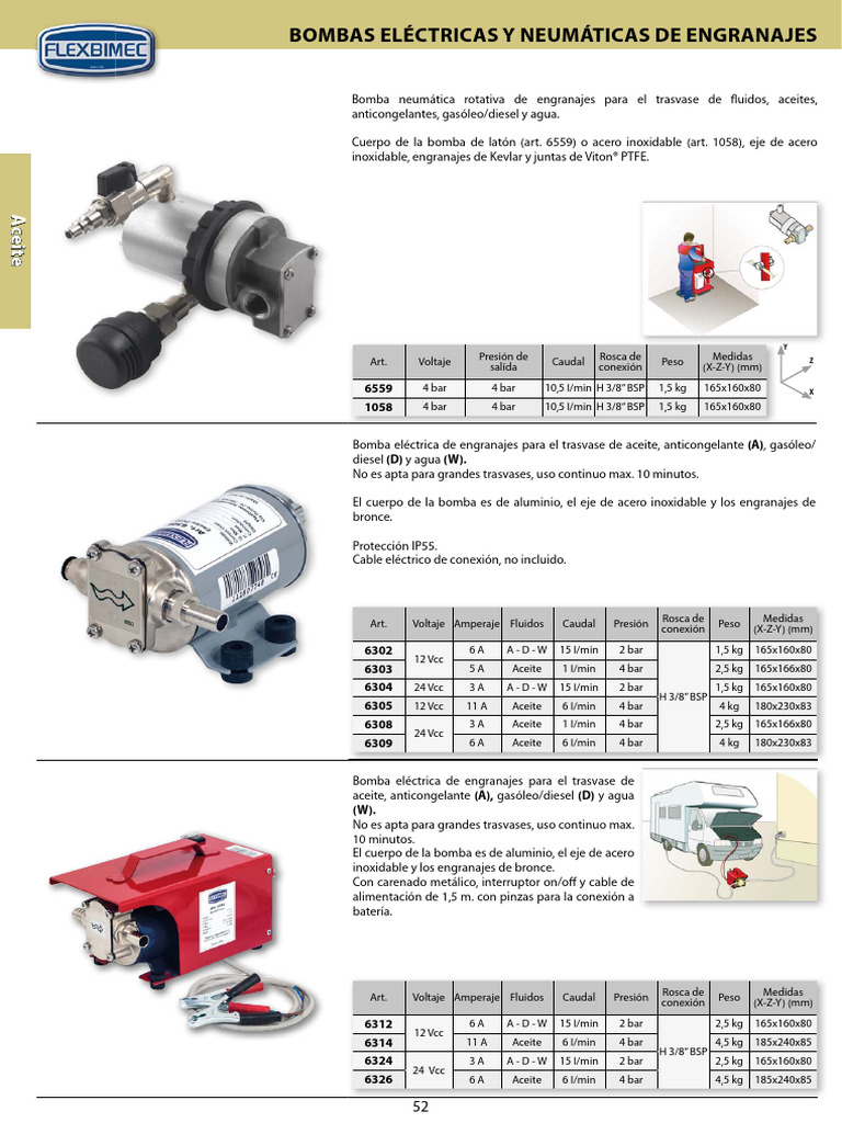 Flexbimec Catalogo ESP Pag 52 Bomba de Aceite | PDF | Materiales