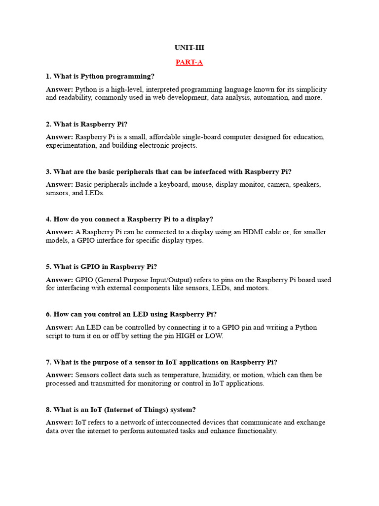 Fiot Unit-3 Question Bank With Solutions | PDF | Raspberry Pi | Python ...
