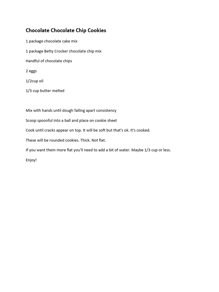 Chocolate Chocolate Chip Cookies | PDF
