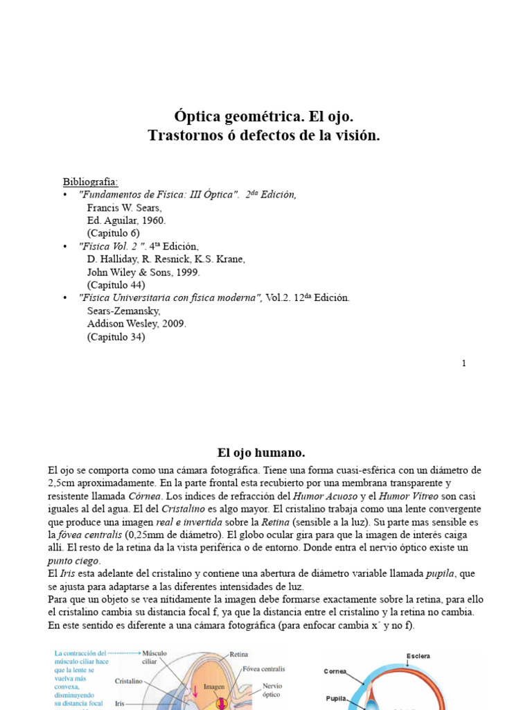 DCV-Diapositivas-Clase9-2019 Óptica Geométrica. El Ojo. Trastornos o ...