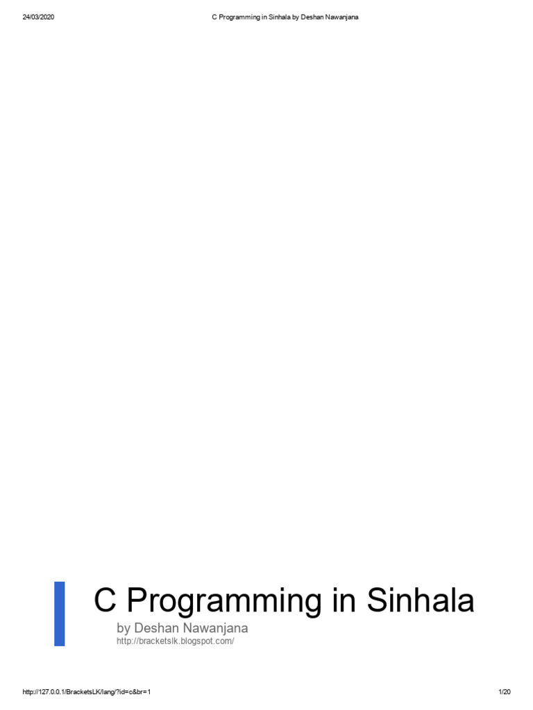 C Programming in Sinhala by Deshan Nawanjana | PDF