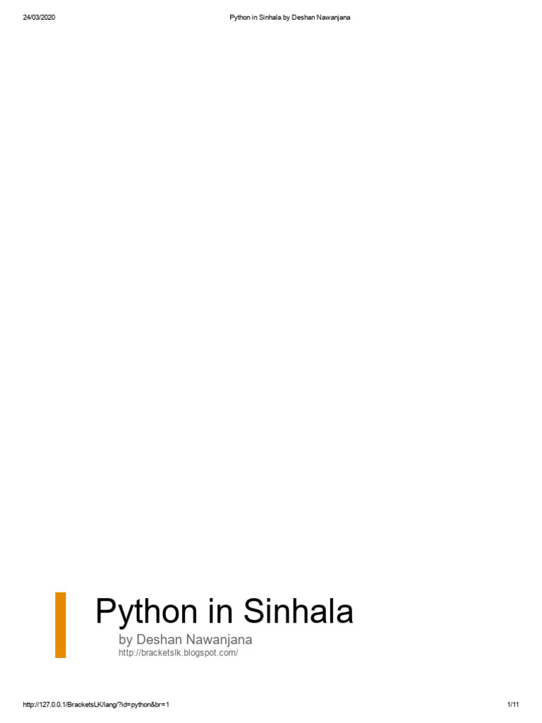 Python in Sinhala by Deshan Nawanjana | PDF