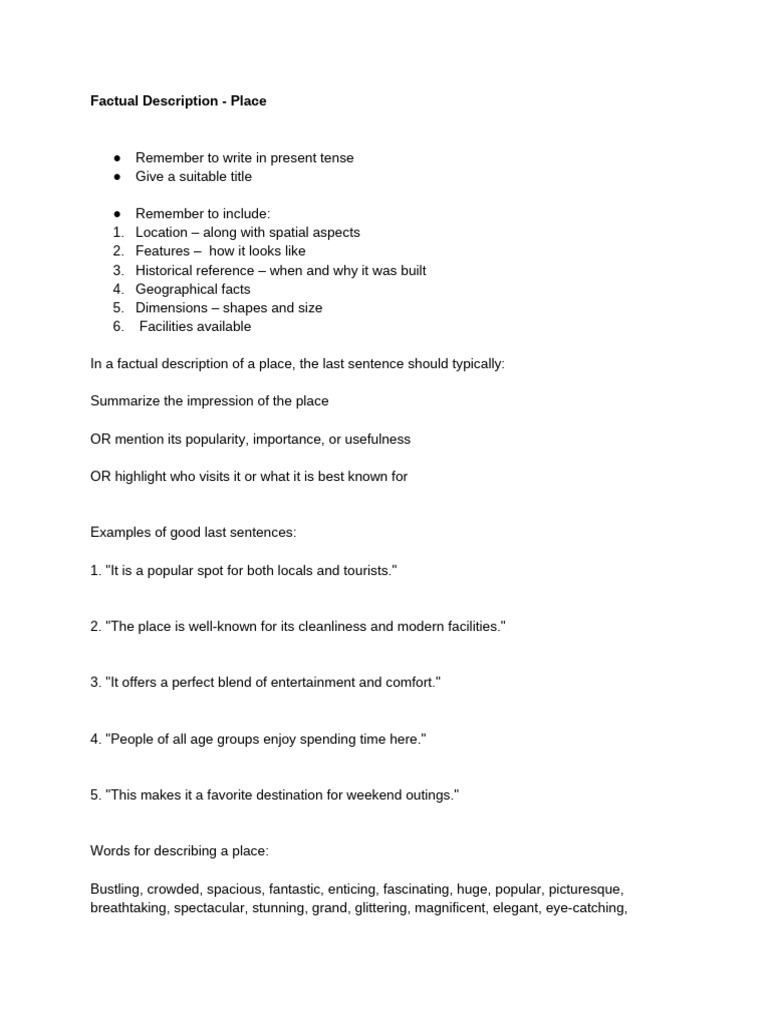 Factual Description - Place Notes | PDF | Movie Theater