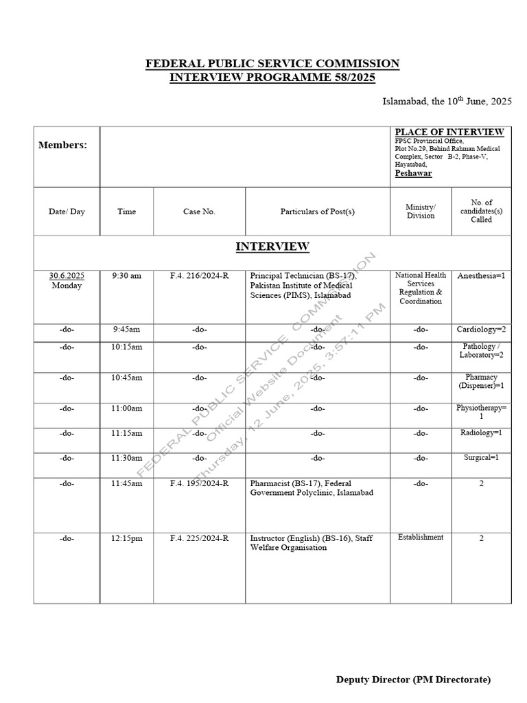 2025 06 12 11 13 16 Interview Prog No.58.2025 Peshawar | PDF ...