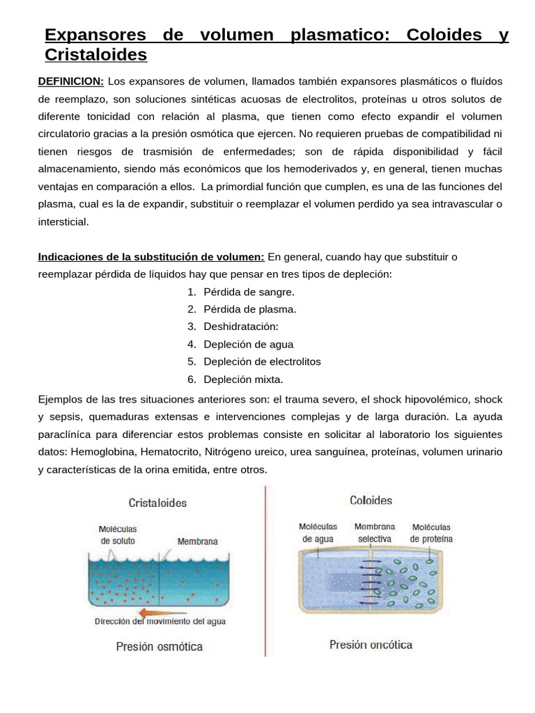 Expansores de Volumen Plasmatico | PDF | Especialidades Medicas