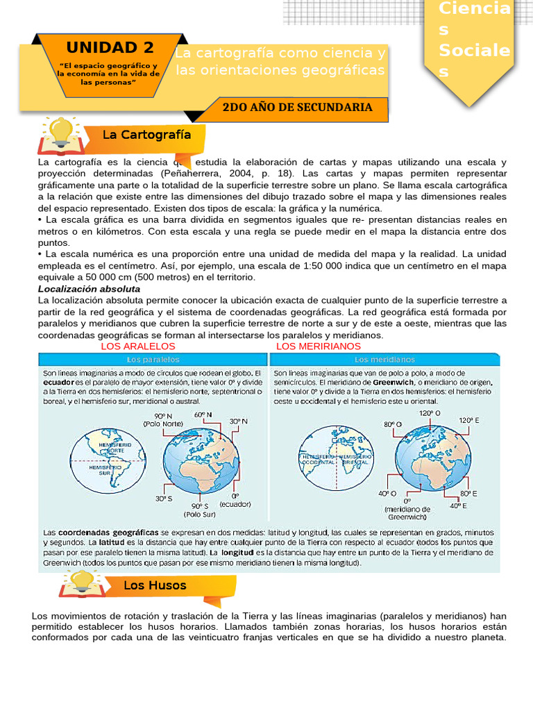 Ficha de Actividad CCSS 2° - Semana 1 Uni 2 | PDF | Mapa | Hora