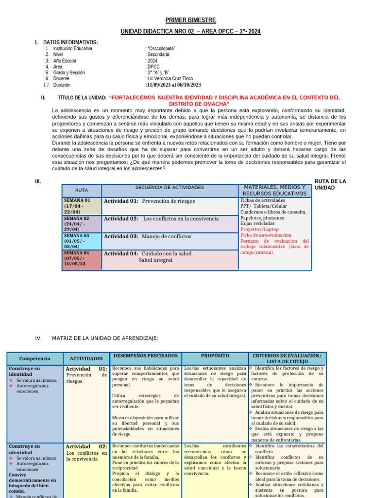 Unidad de Aprendizaje Nro DPCC | PDF | Las emociones | Empatía