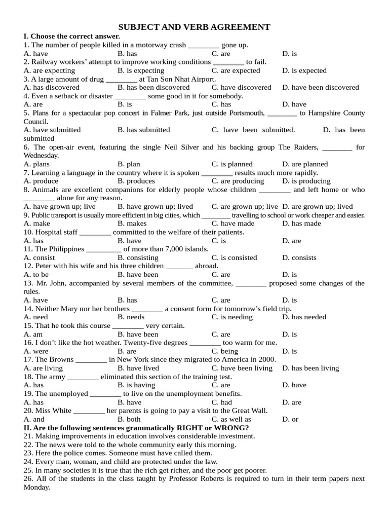Subject and Verb Agreement | PDF