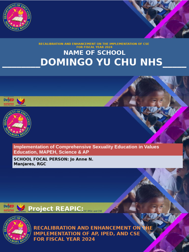 Template of PPT Report On The Implementation of CSE in VE, MAPEH, Science & AP | PDF