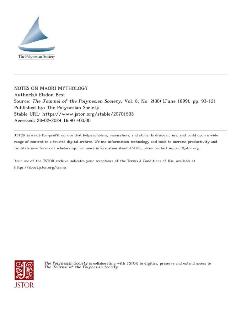 Best - Notes On Maori Mythology-1899 | PDF