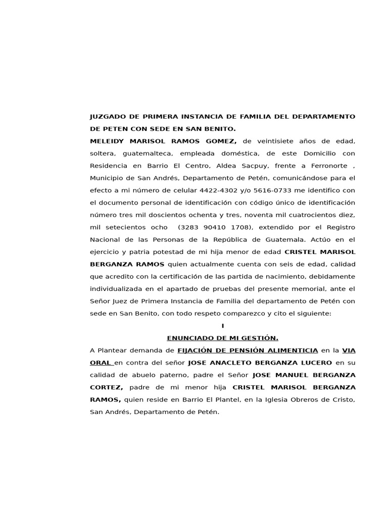 Juicio Oral de Fijacion Alimenticia Lic Barquin Breylin | PDF | Pensión ...