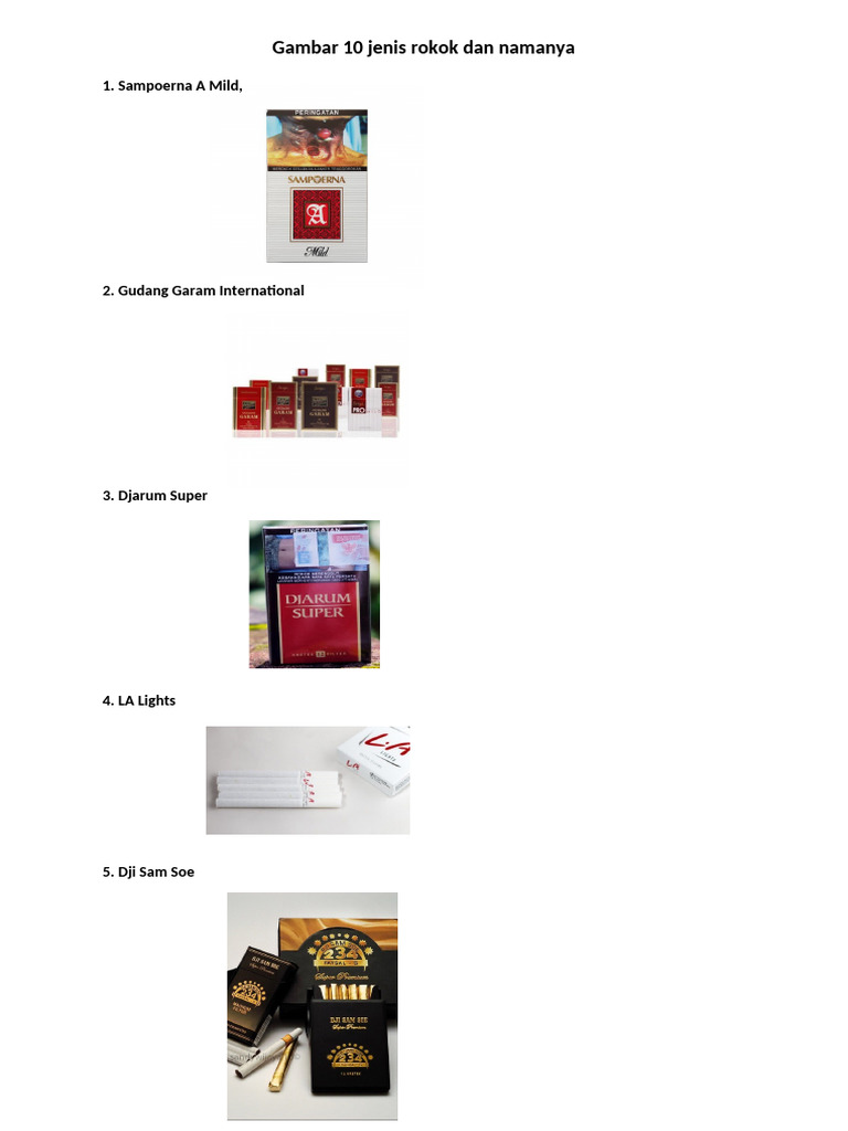Gambar 10 Jenis Rokok Dan Namanya | PDF