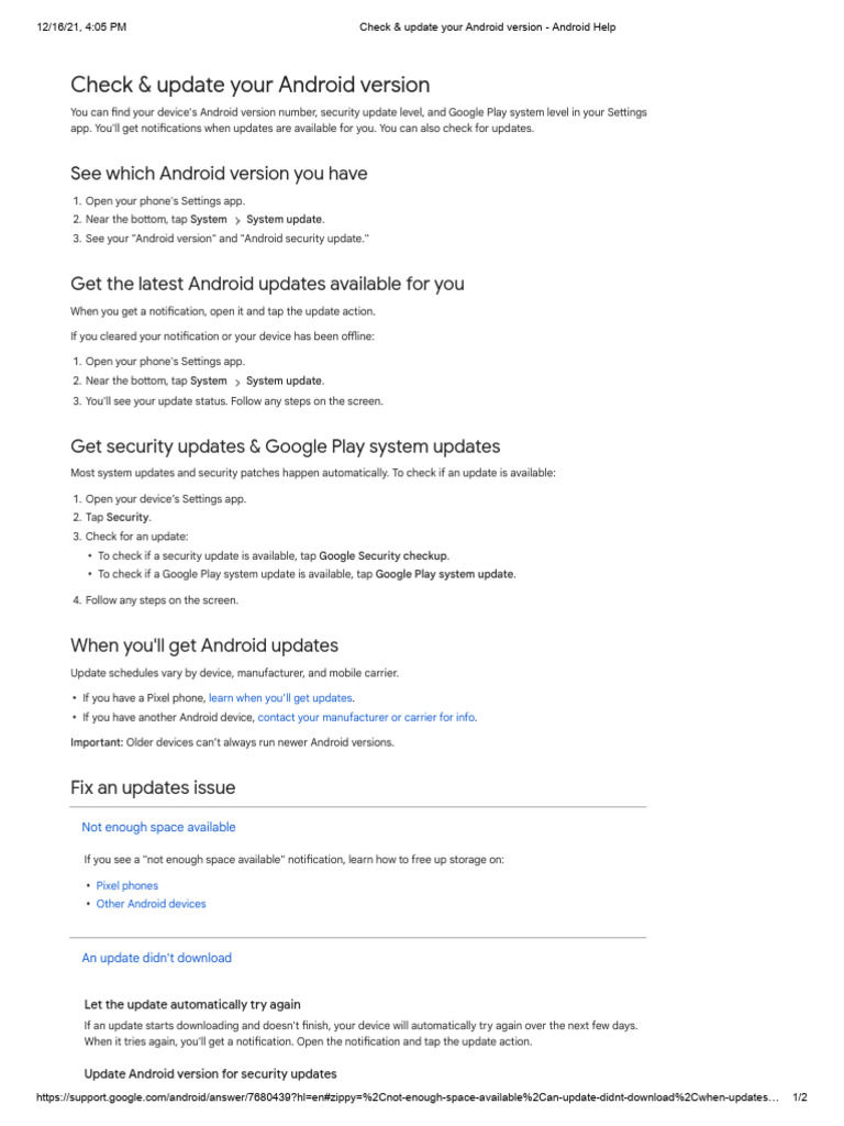 Check & Update Your Android Version | PDF | Android (Operating System) | Google Play