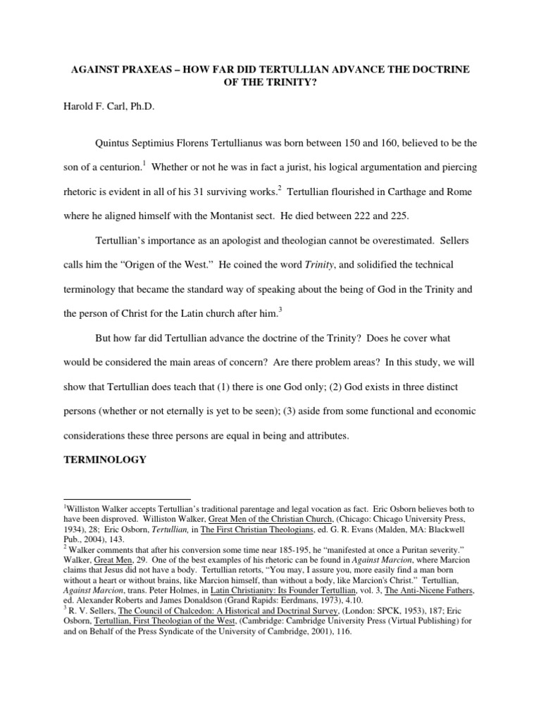 Against Praxeas | PDF | Tertullian | Trinity