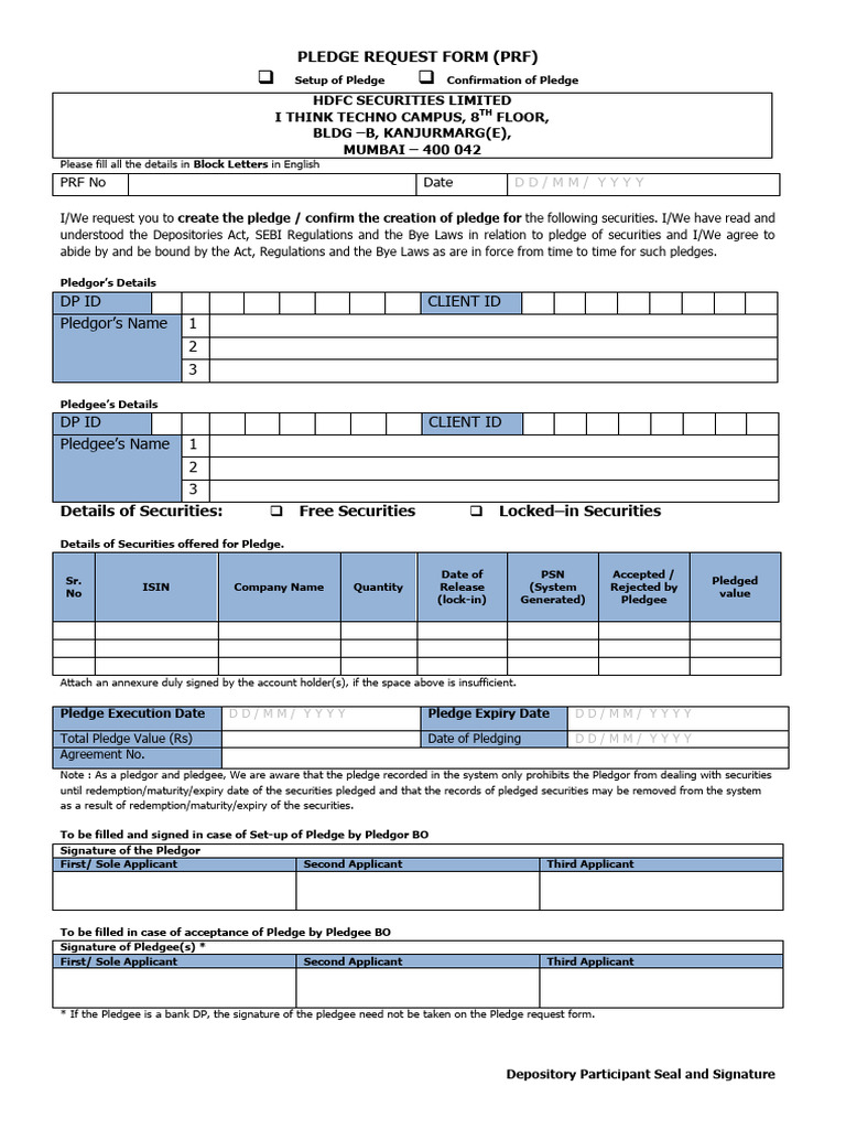 CDSL Demat Pledge Form-201911011639351821834 | PDF
