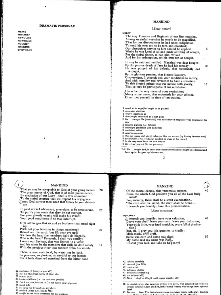 Mankind, Annotated Text (Medieval Morality Play) | PDF