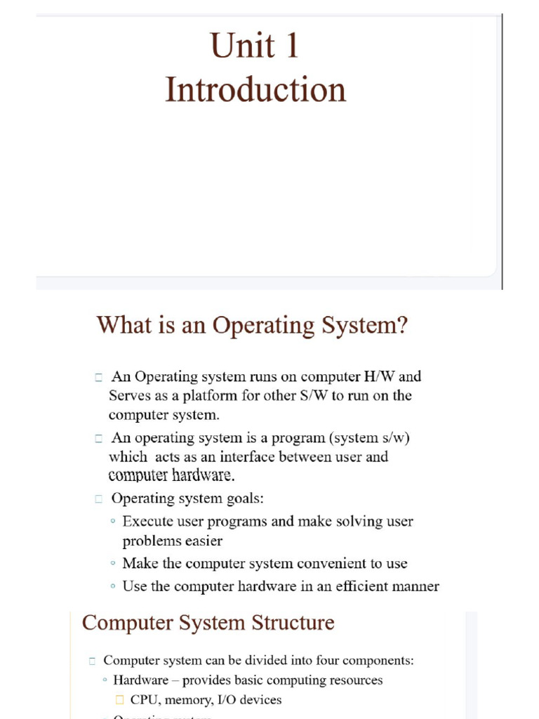 Operating System Unit 1 | PDF