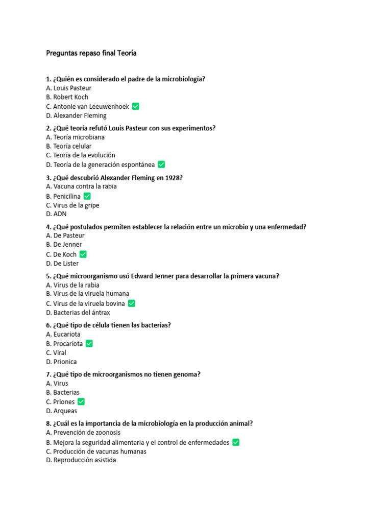 Repaso Final Micro Teo | PDF | Microorganismo | Microbiología