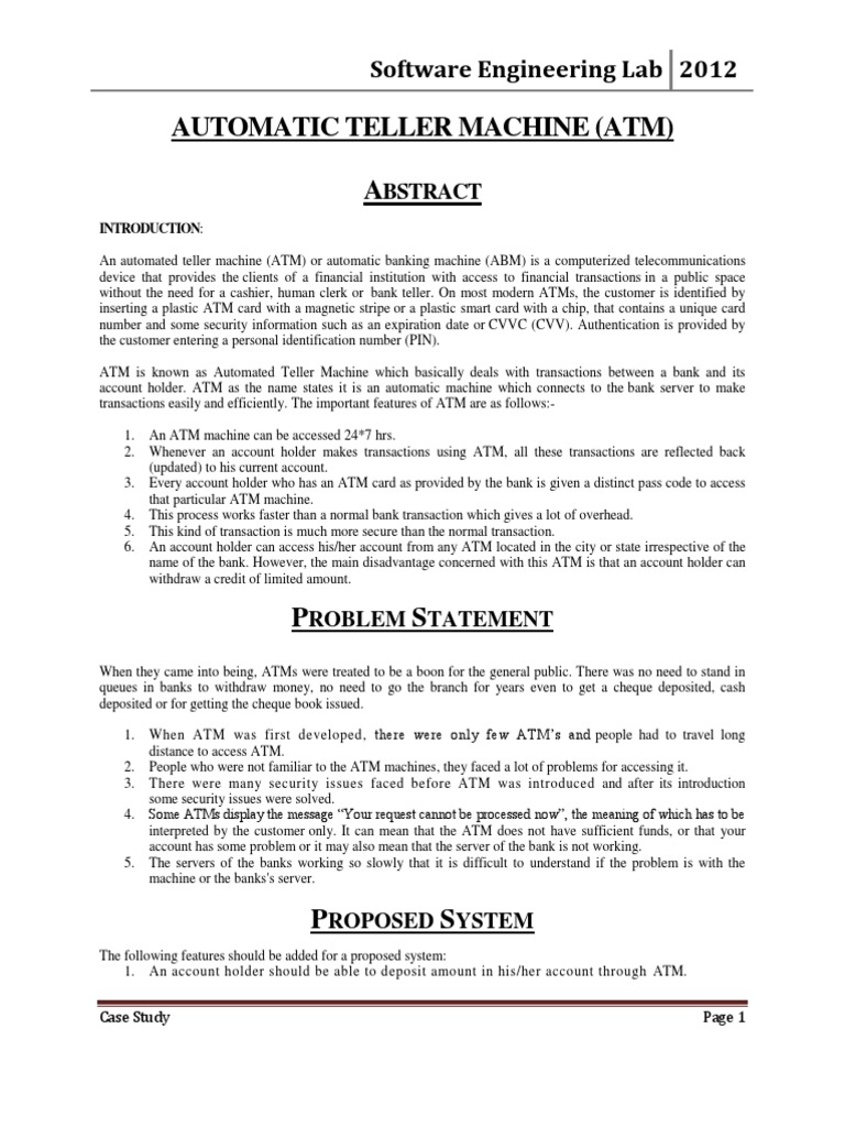 ATM Description | PDF | Automated Teller Machine | Personal ...