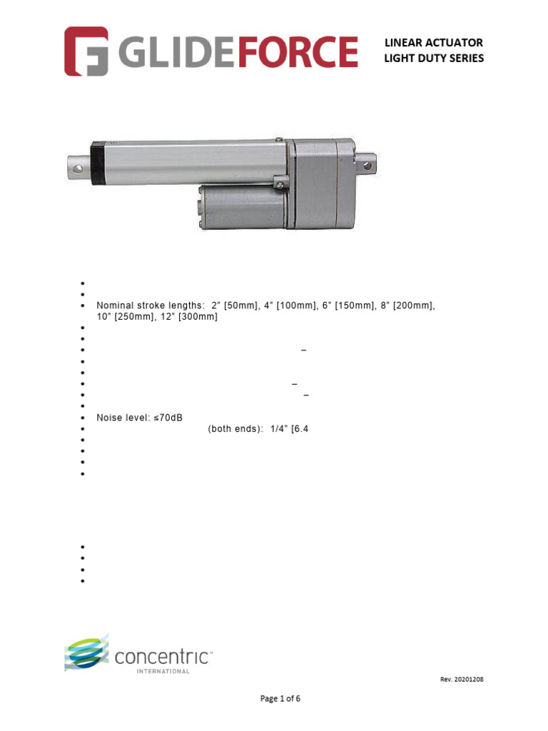 LD Linear Actuator Data Sheet 201208 | PDF | Actuator | Gear