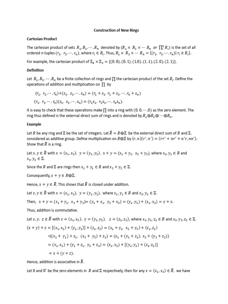 Construction of New Rings | PDF | Ring (Mathematics) | Integer