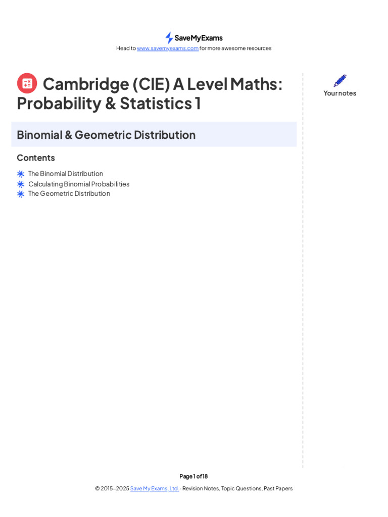 Binomial and Geometric Distributions | PDF | Probability Distribution ...