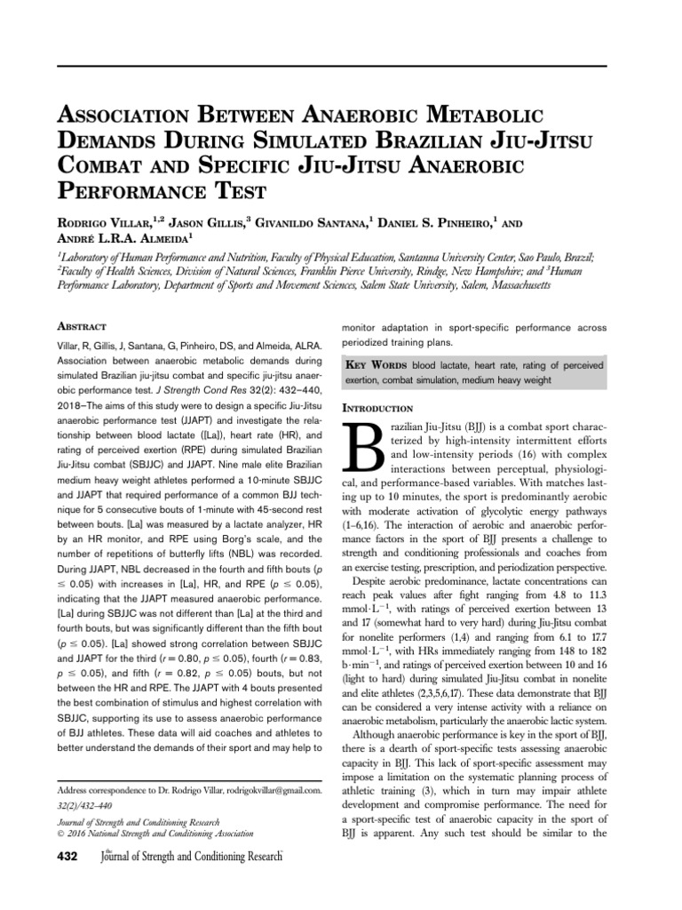 Anaerobic Performance in Brazilian Jiu-Jitsu | PDF | Anatomical Terms ...