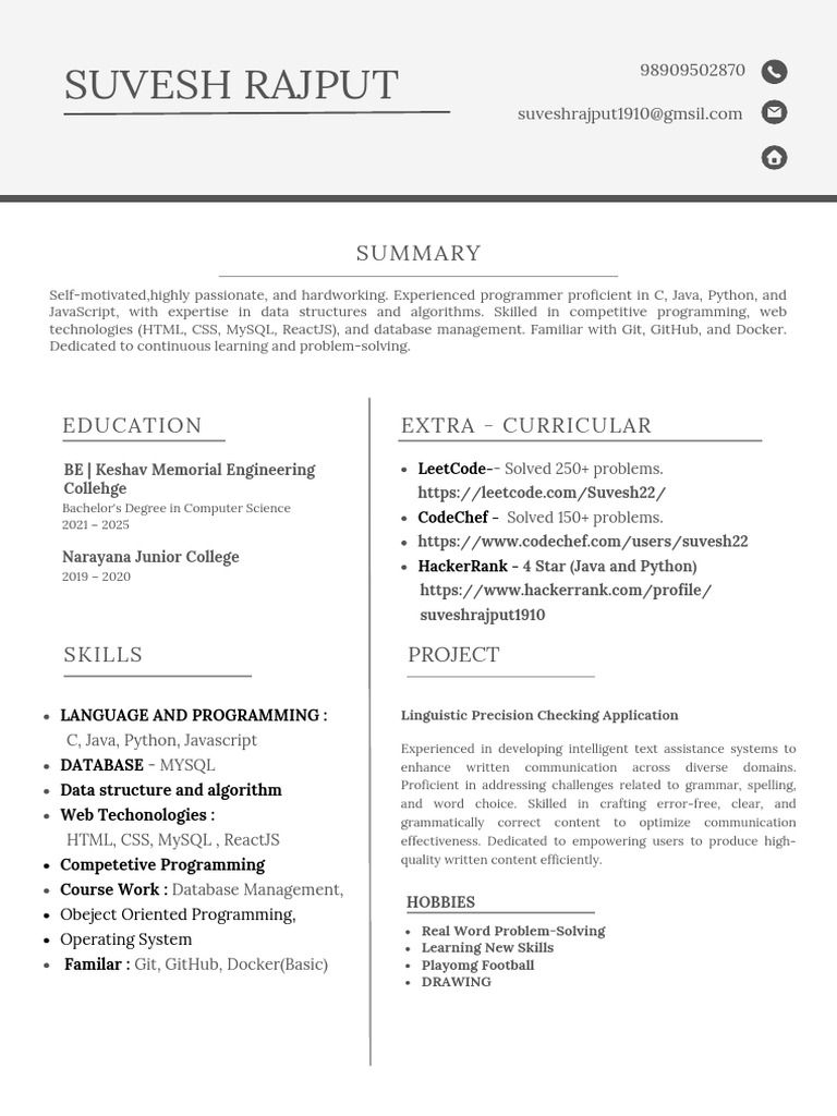 Black and White Minimalist Resume | PDF | Computer Programming | Databases